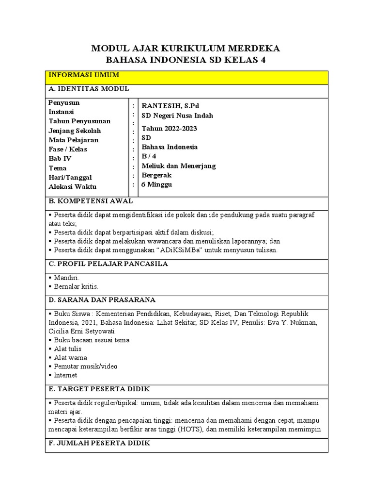 Modul Ajar Kurikulum Merdeka | PDF | Karier & Perkembangan | Kajian Bahasa Asing