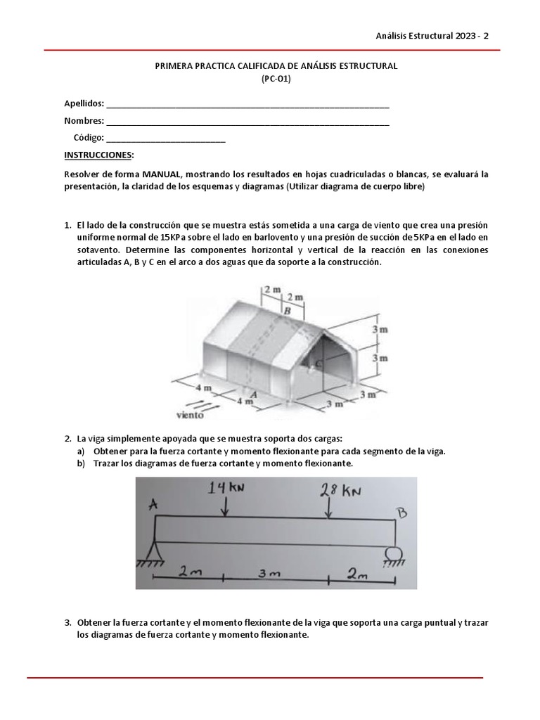 Primera Practica Calificada de Análisis Estructural | PDF