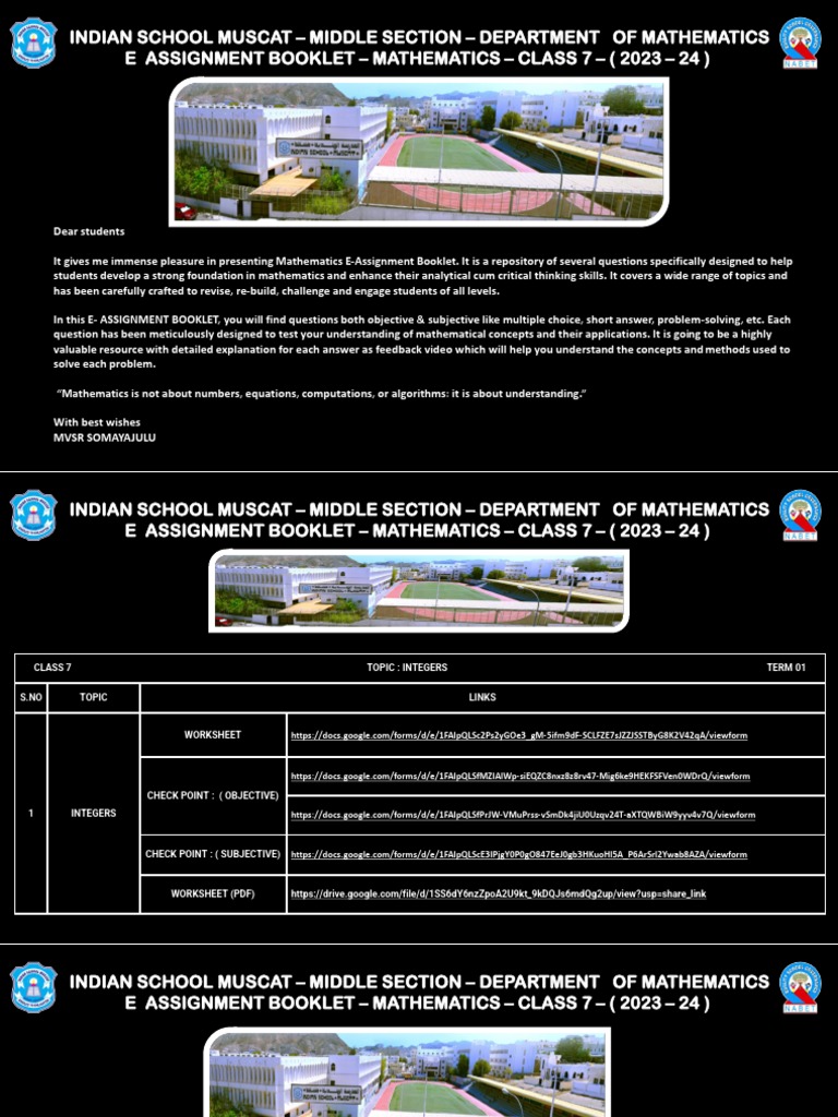 Class 7 Math E-Assignment 2023-24 | PDF