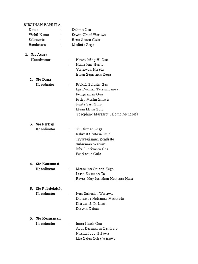 Susunan Panitia Hut Pskan | PDF