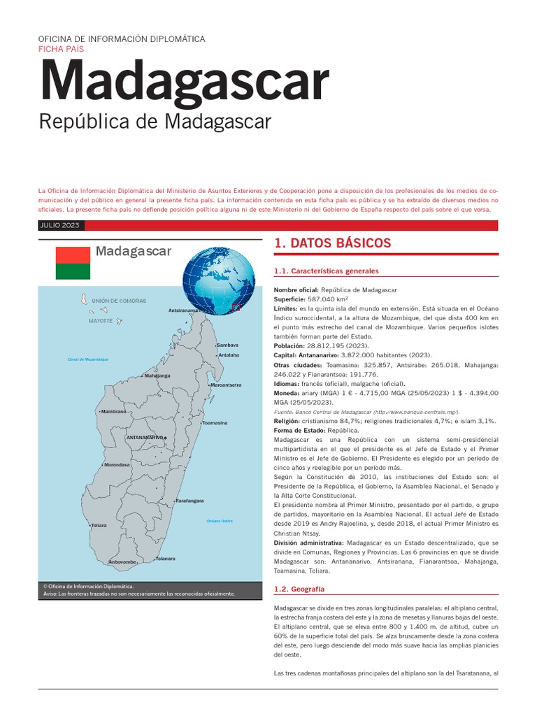 Madagascar - Ficha Pais | PDF