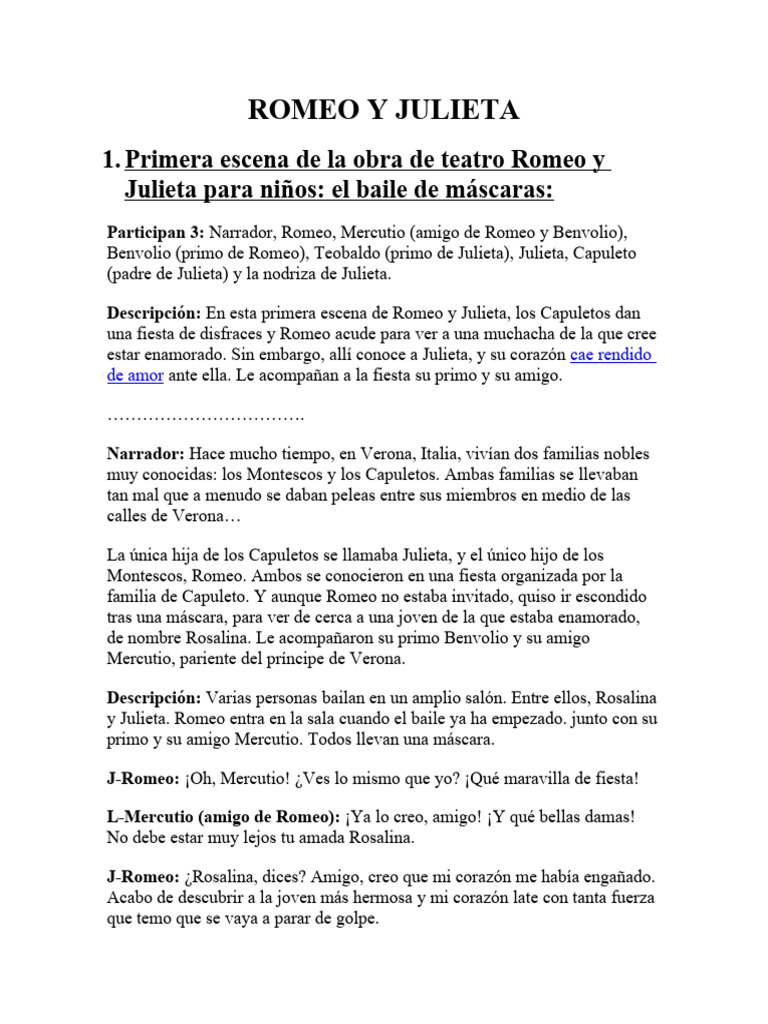 Romeo y Julieta Guion 123 | PDF | Romeo y Julieta | Personajes en Romeo y Julieta