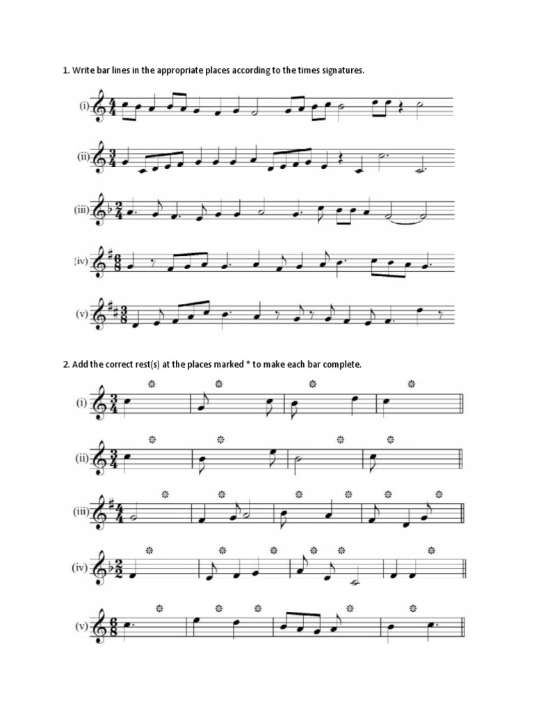 Grouping of Notes Exercises - Grade 5 | PDF