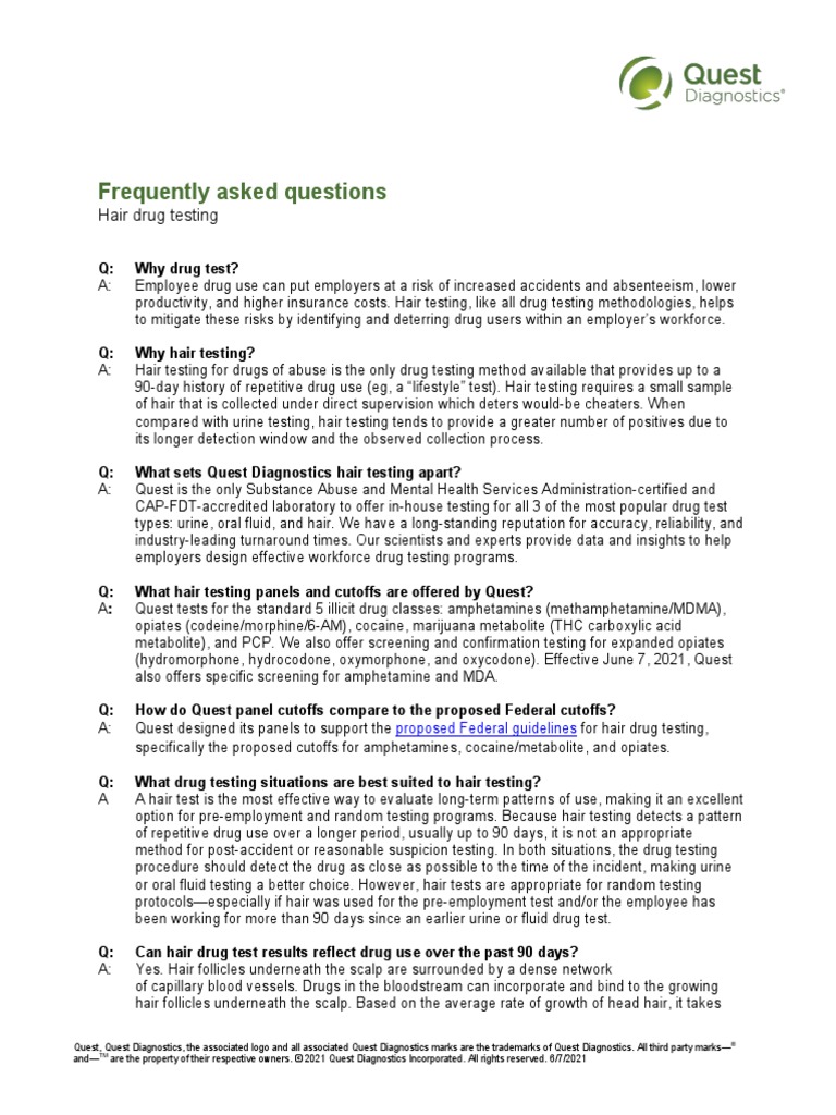 Hair Testing - FAQ External FINAL 6 7 2021 | PDF | Drug Test | Hair
