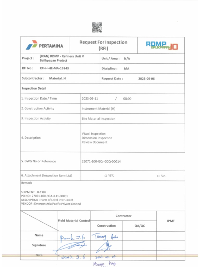Rfi & Packing List | PDF