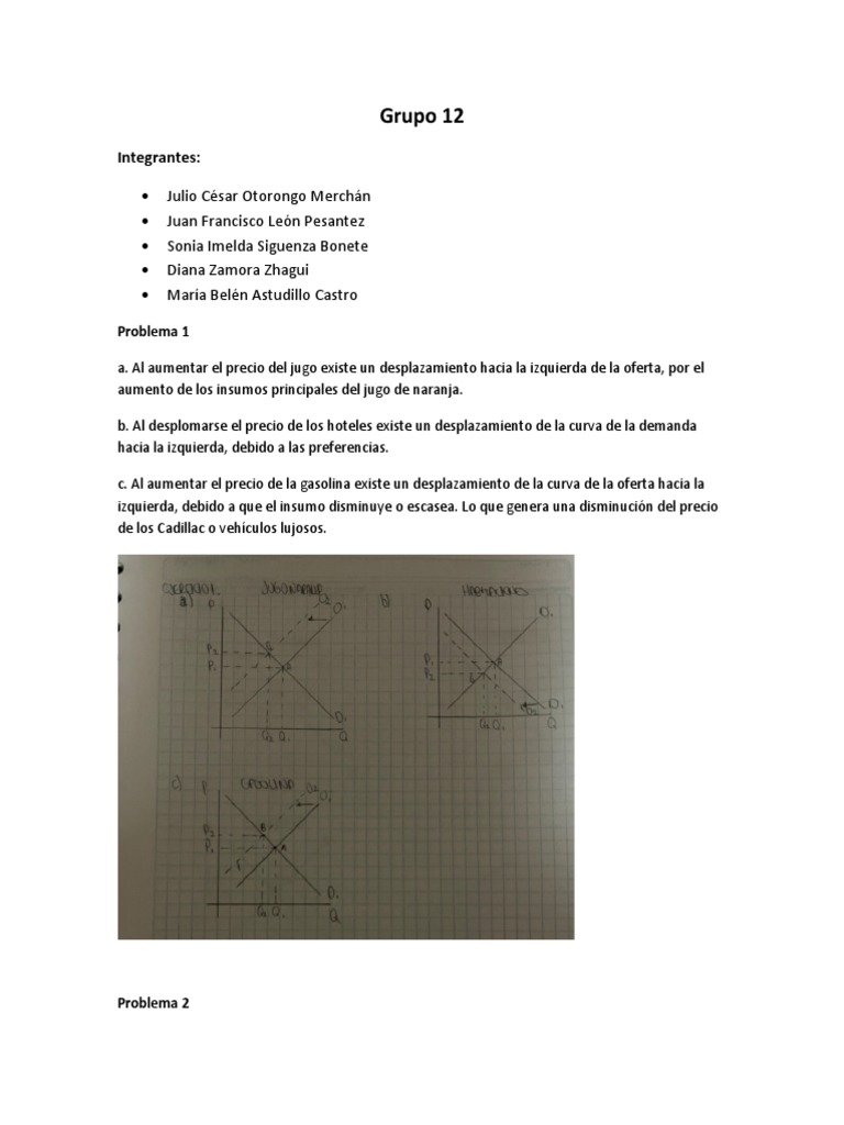 Taller 2 - Grupo 12 | PDF | Oferta (economía) | Demanda Taller 2 - Grupo 12 | PDF | Oferta (economía) | Demanda
