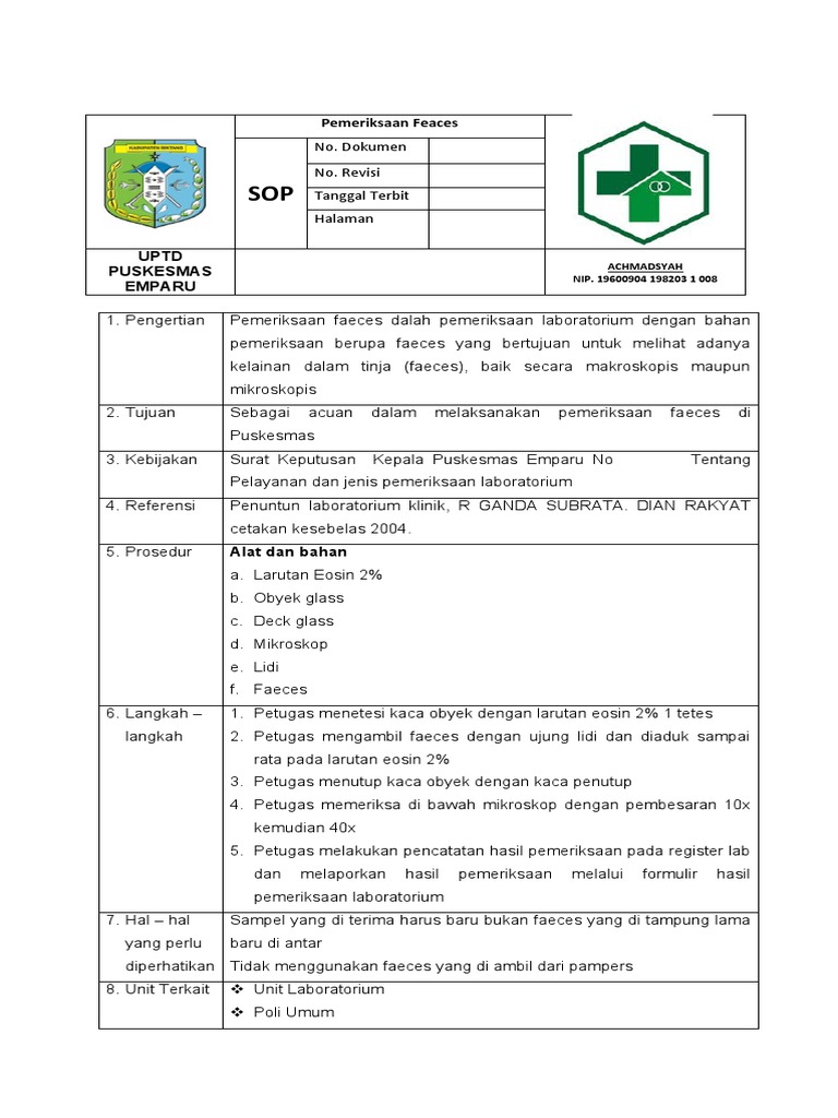 Spo Pemeriksaan Faeces | PDF