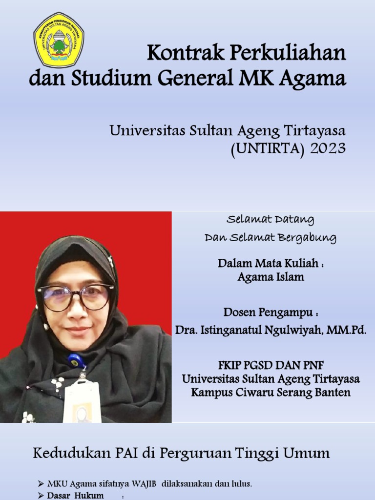 Kontrak Perkuliahan Semester Ganjil 2023 Semua Jurusan Bai | PDF