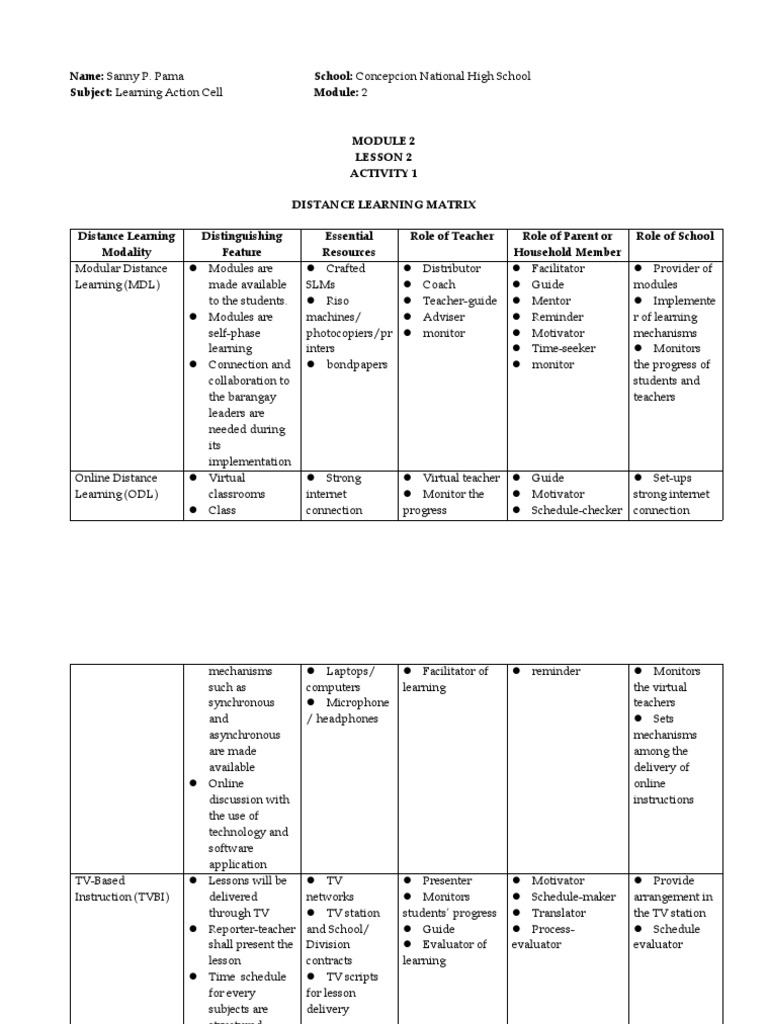 Module 2 Lesson 2 Activity 1 | PDF