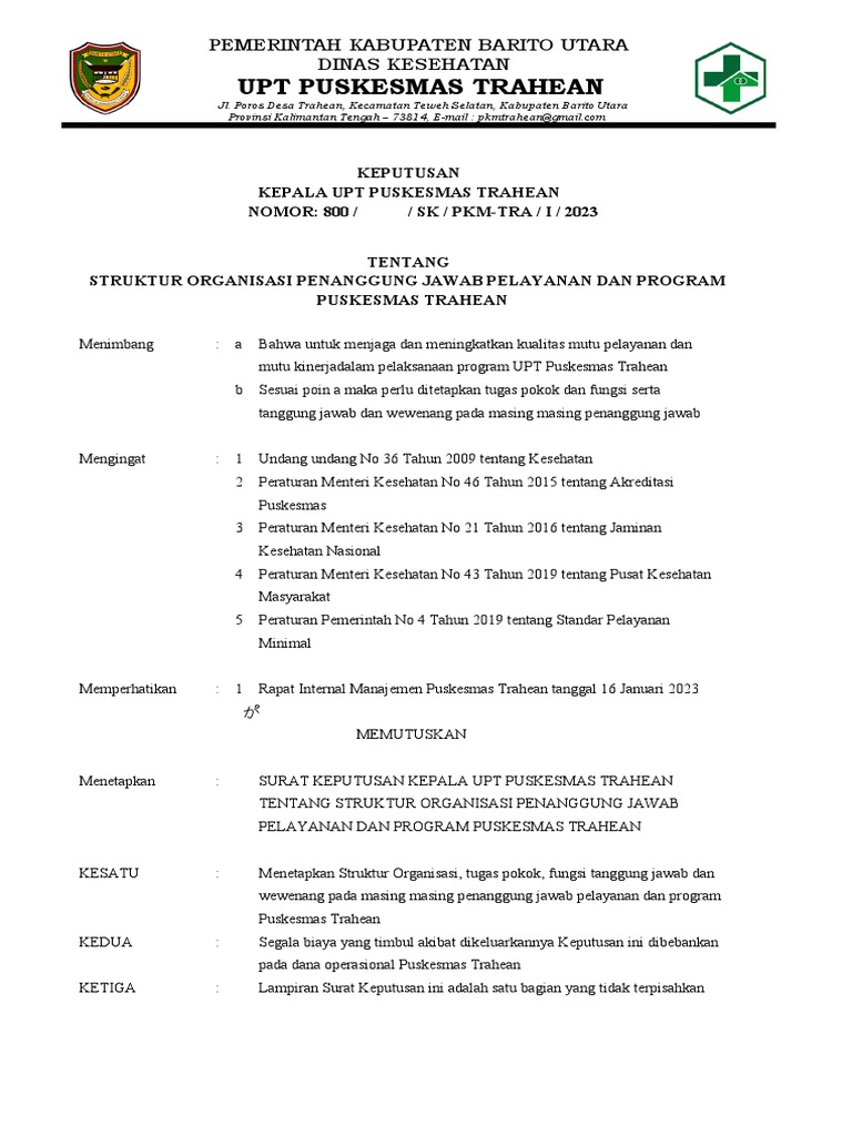 SK Organisasi PKM Baru 2023 | PDF