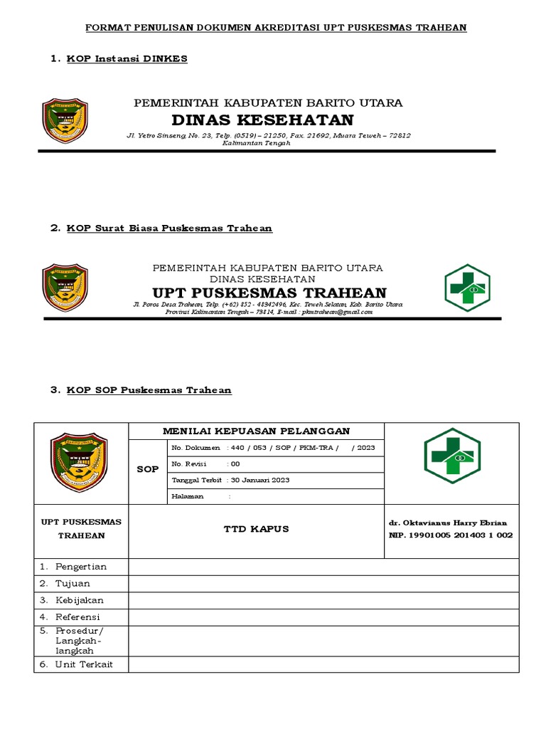 Keterangan Format Ketikan Dan KOP Surat & KOP SOP Akreditasi | PDF