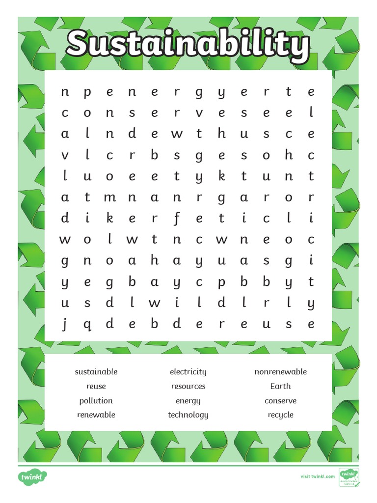 Au t2 D 81 Sustainability Word Search | PDF