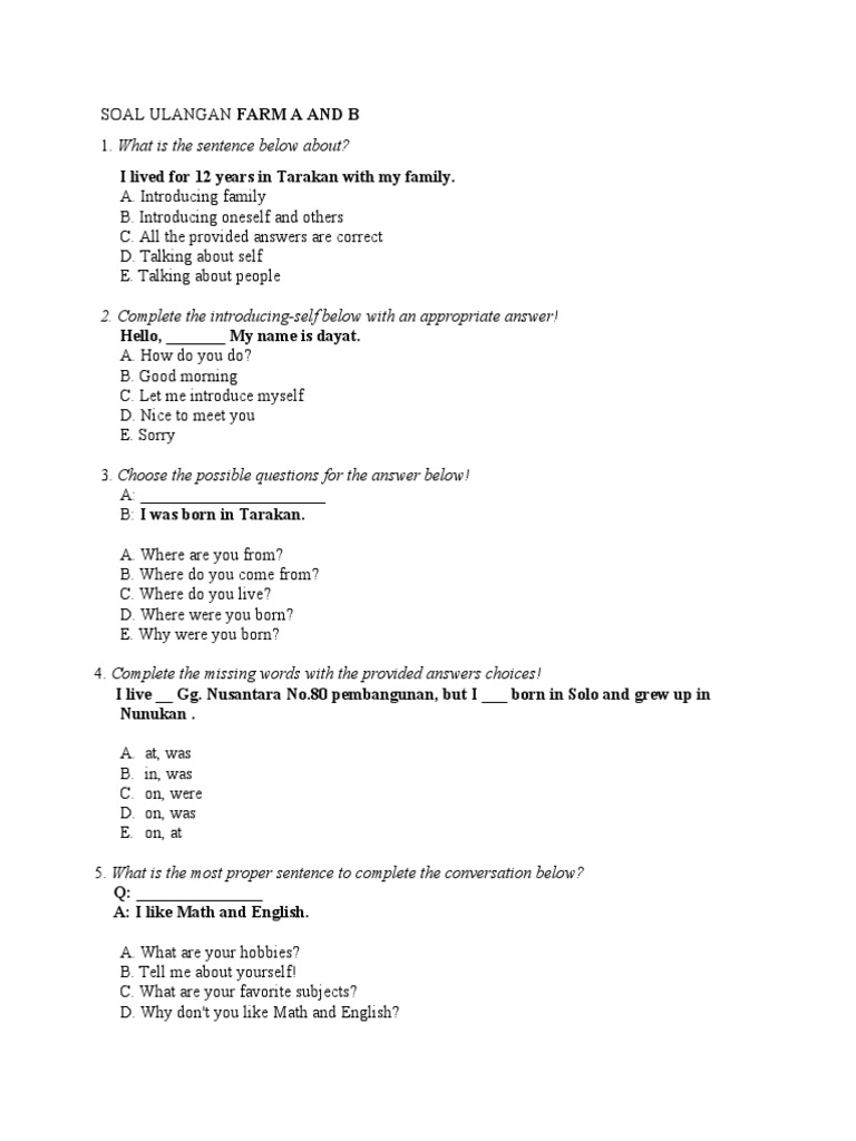 Farm A and B Exam Questions Guide | PDF | Health Care