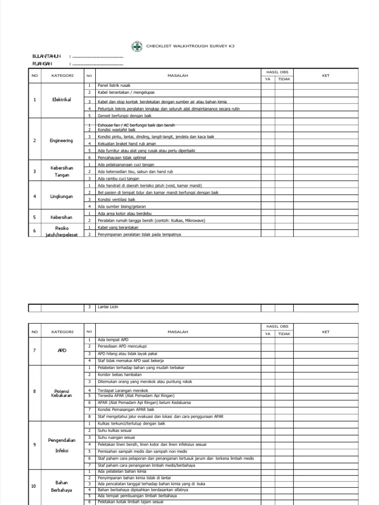 Checklist Keselamatan Dan Keamanan Fasilitas | PDF