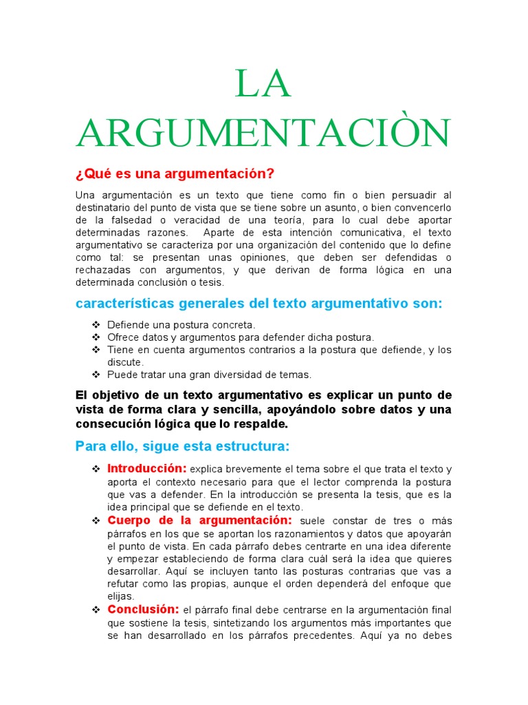 Qué Es Una Argumentación | PDF