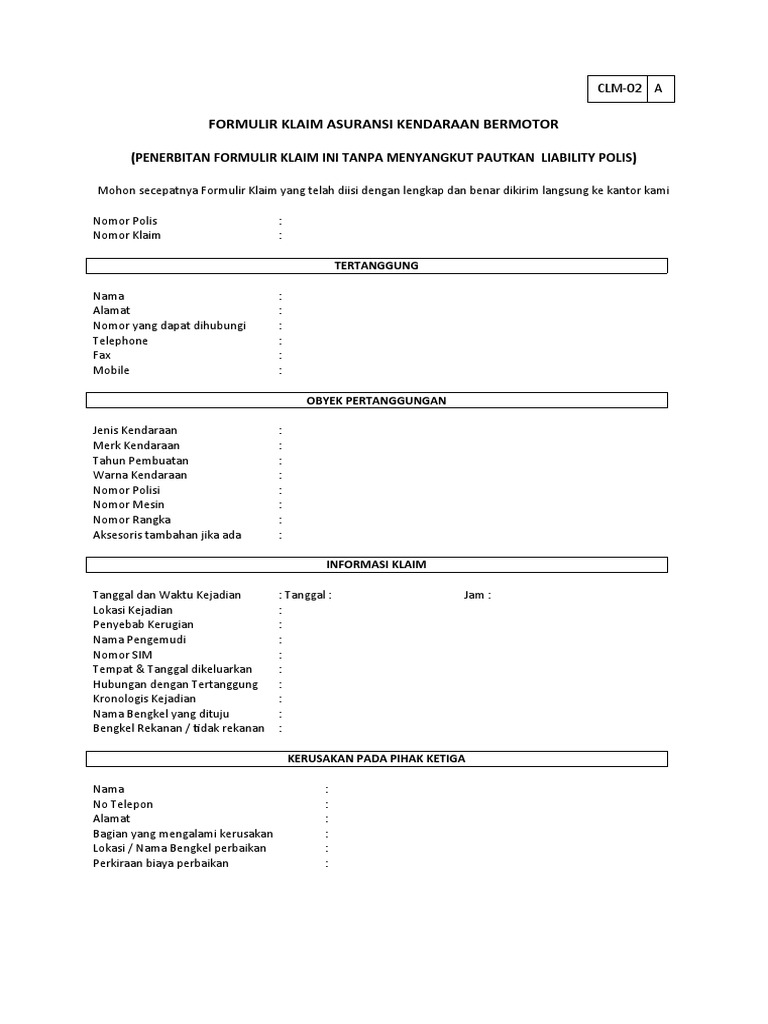 Formulir Klaim Asuransi BRINS | PDF | Law