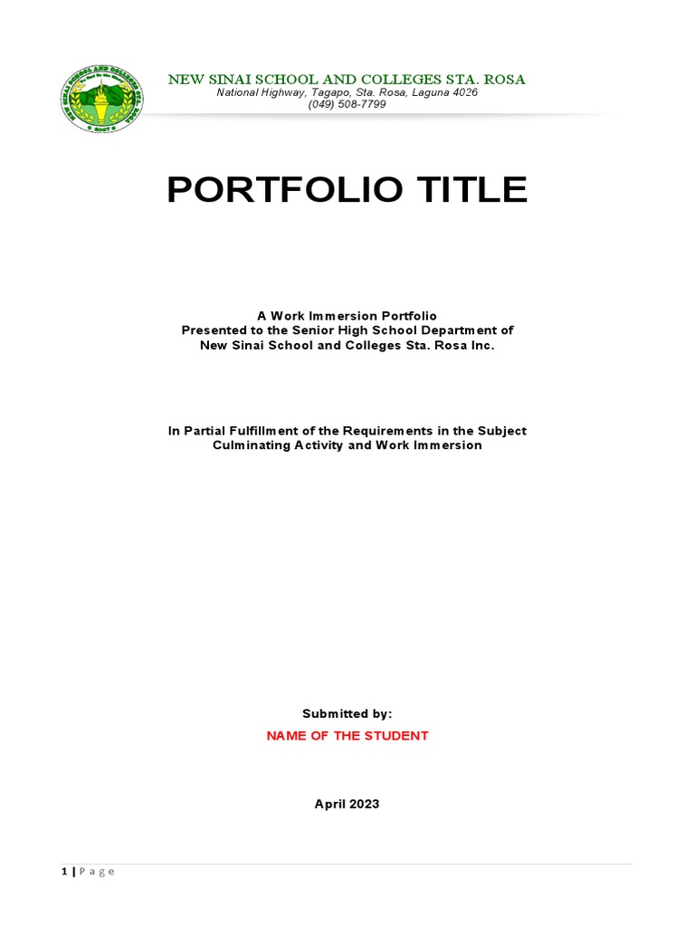 Portfolio Format | PDF | Arial | Printing
