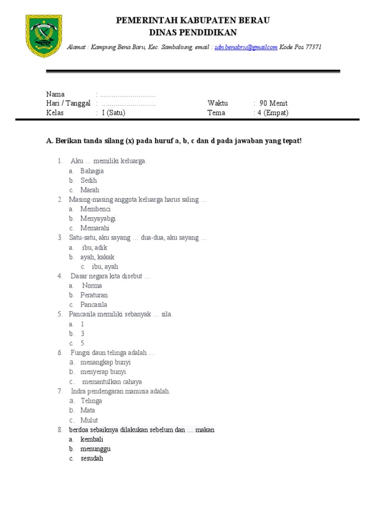 Contoh Soal Tema 4 2 | PDF