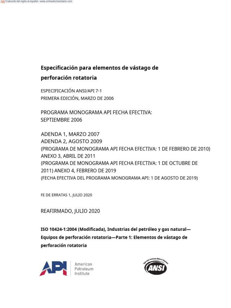API SPEC 7-1-1 ST 2006 Reaff.2020 | PDF