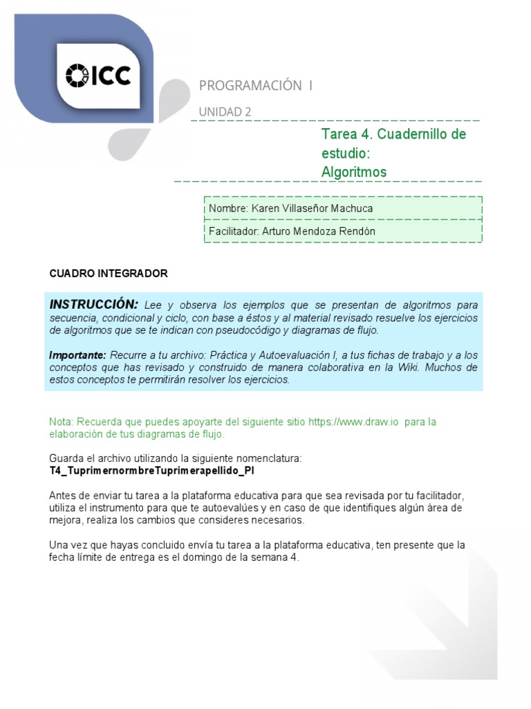 Tarea 4 Programacion I | PDF | Algoritmos | Programación de computadoras