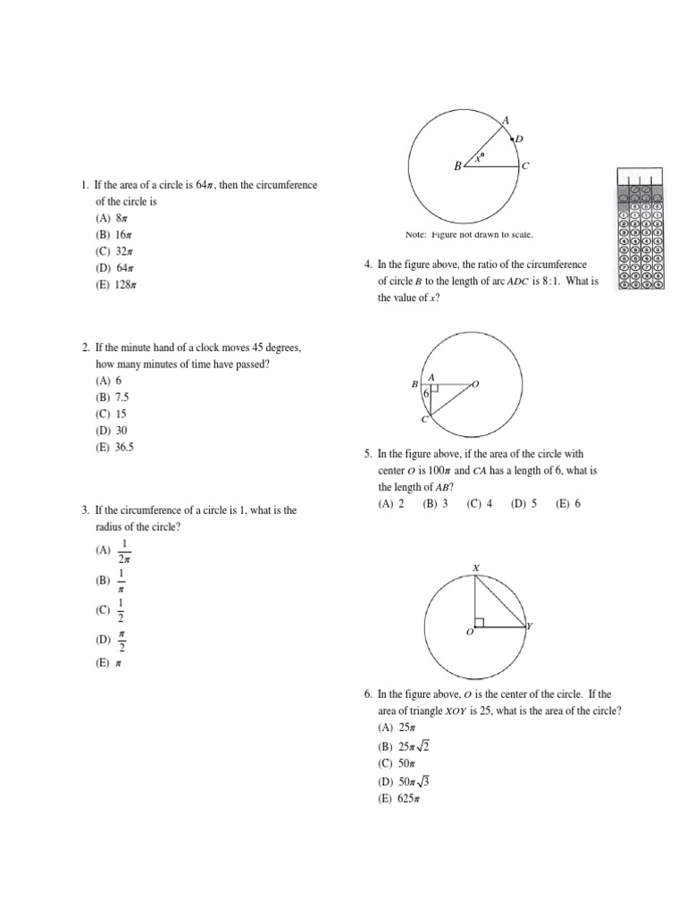 Circle Geometry Problems Worksheet | PDF