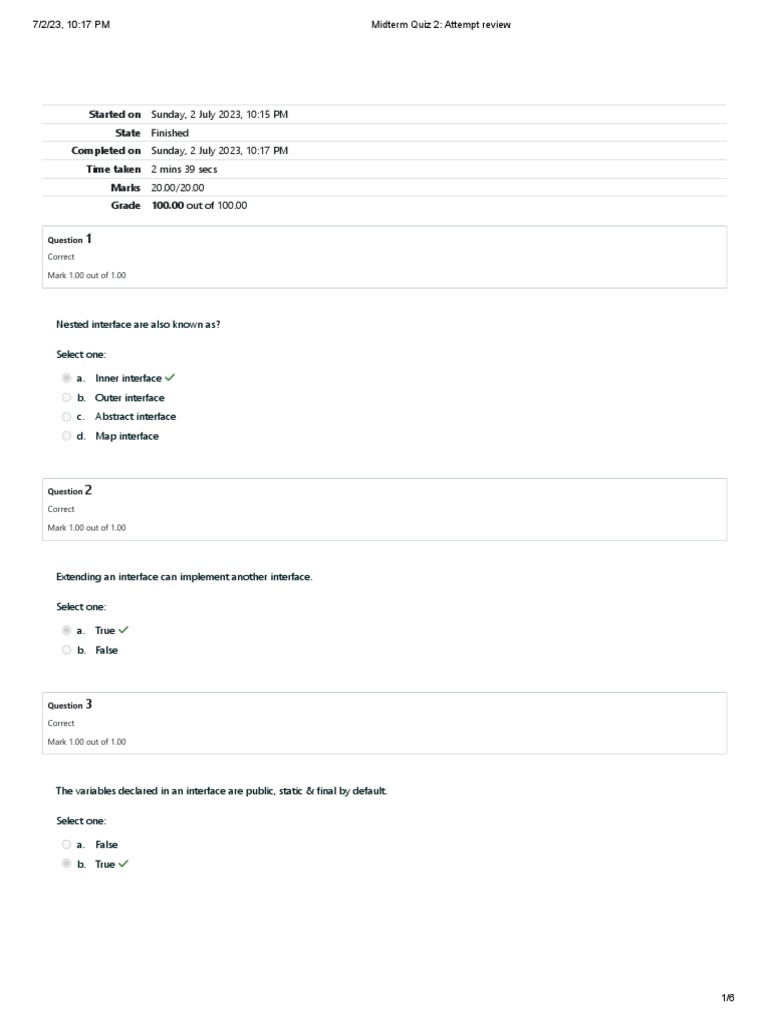 Midterm Quiz 2 - UGRD-CS6203C Object Oriented Programming | PDF