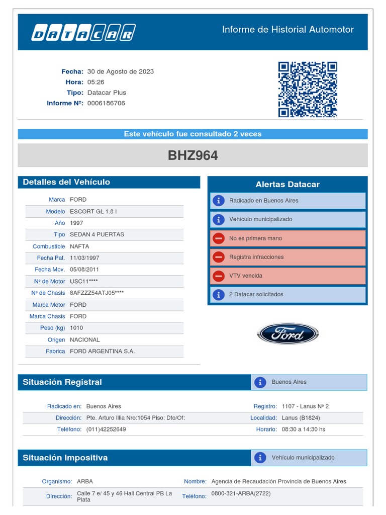 Datacar Plus BHZ964 6186706 | PDF | Vehículo de motor | Vehículos de ruedas