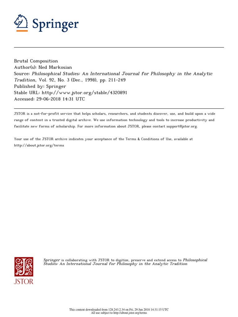Markosian 1998 Brutal Composition | PDF | Logic | Metaphysics