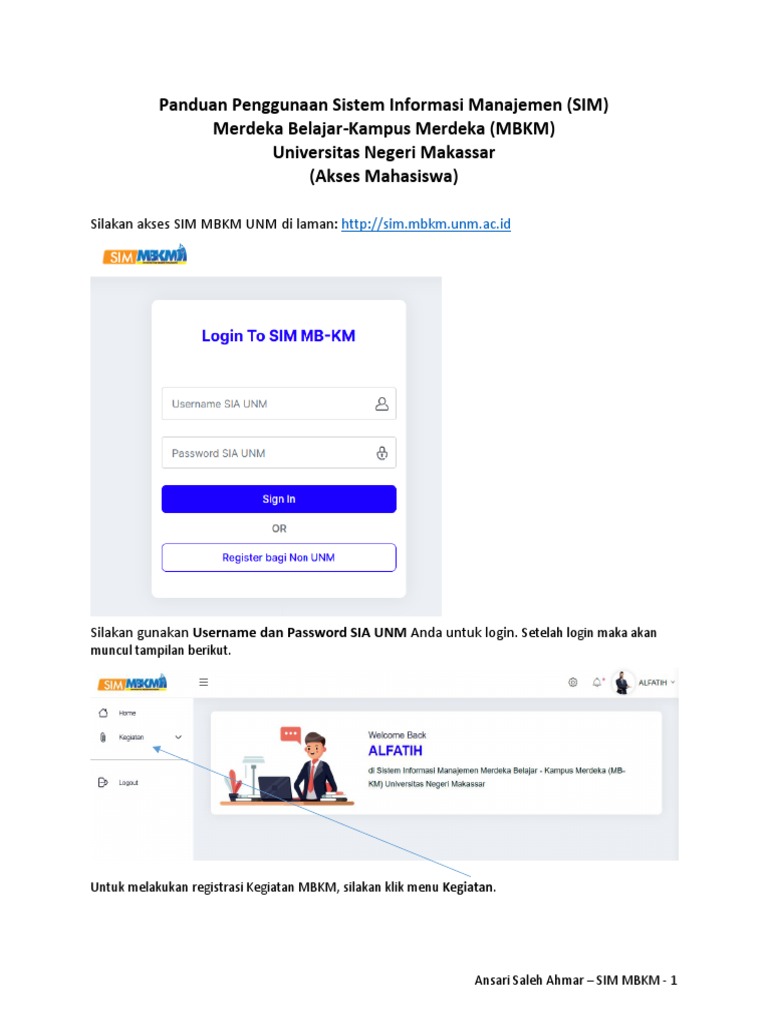 Panduan SIM MBKM UNM untuk Mahasiswa | PDF
