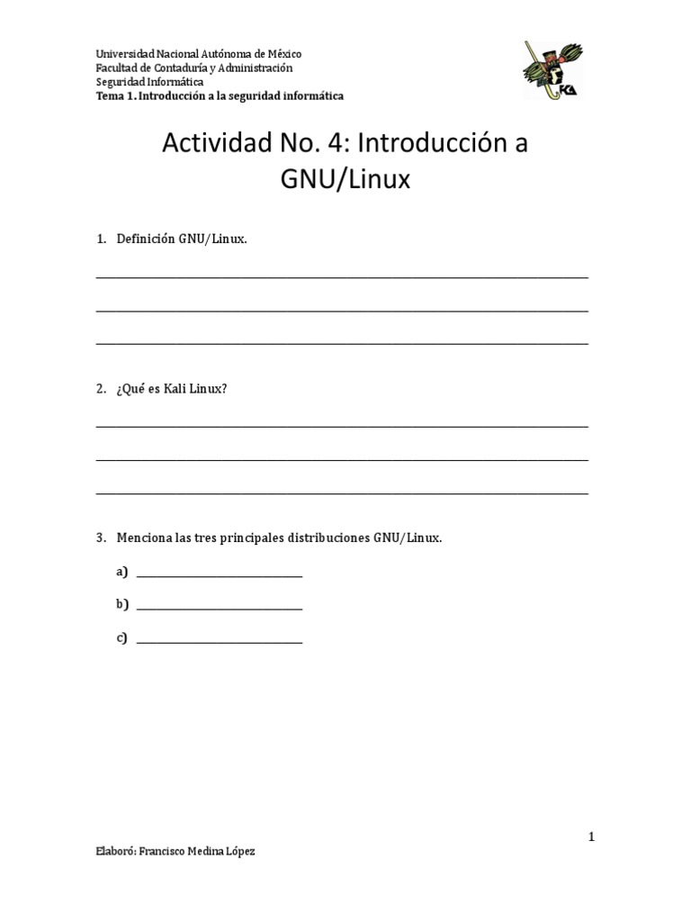 Actividad No. 4: Introducción A Kali Linux | Descargar gratis PDF | Sistema de archivos ...