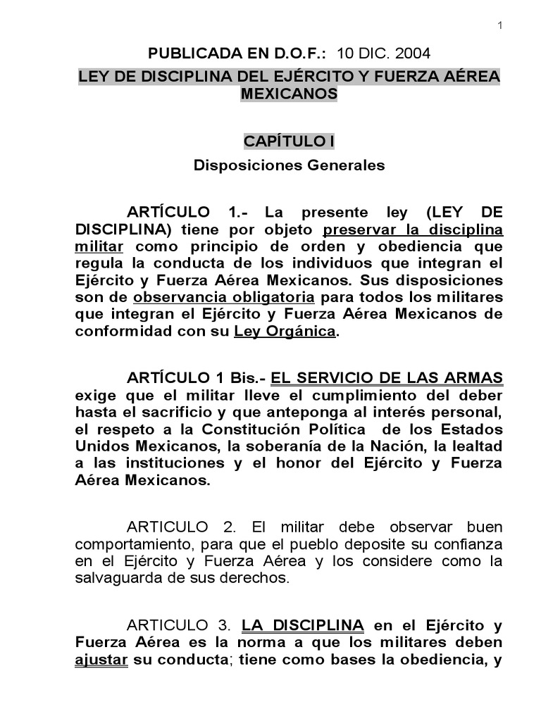 Ley Disciplina | PDF | Disciplinas | Militar