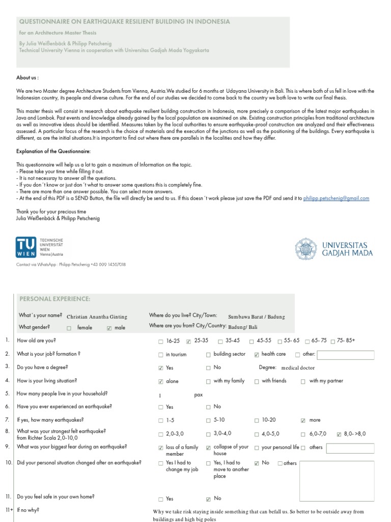 Questionnaire - Earthquake Resilient Building Indonesia - Julia ...