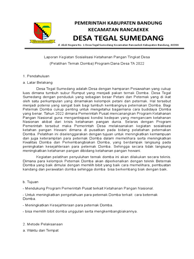 Contoh Laporan Kegiatan Pelatihan | PDF