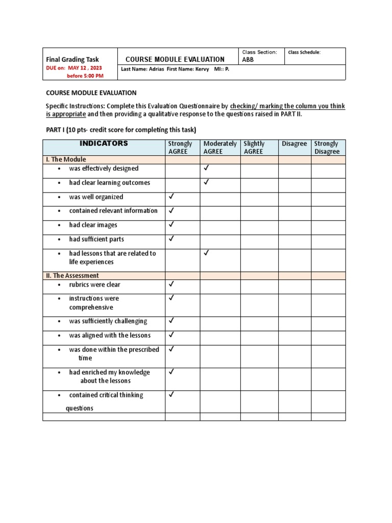 Course Module Evaluation | PDF