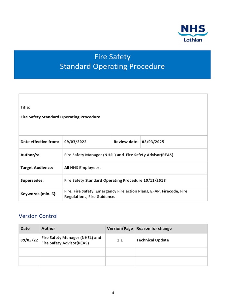 NHS Fire Safety Standard Operating Procedure | PDF