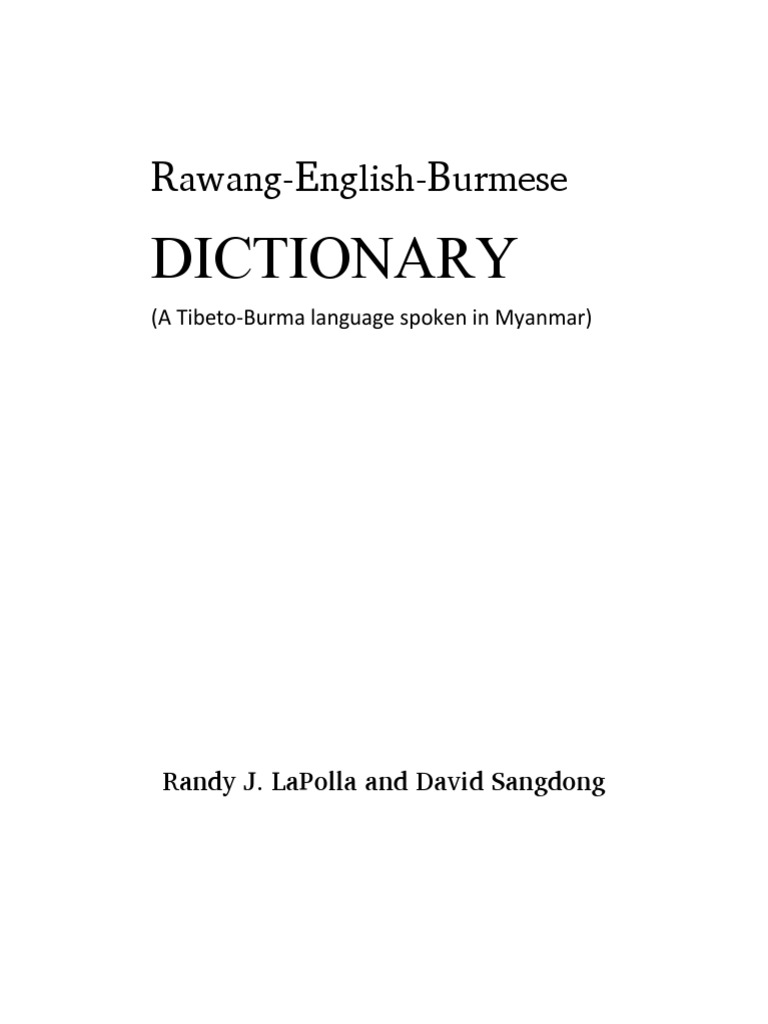 Rawang-English-Burmese Dictionary | PDF