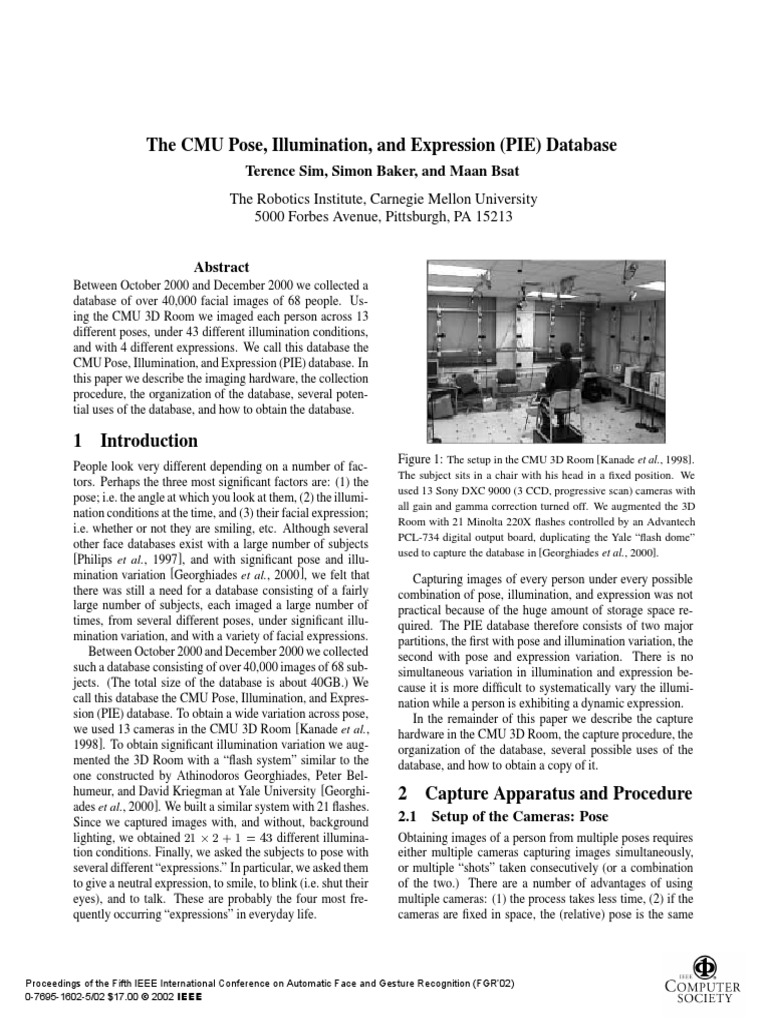 CMU PIE Database Overview | PDF