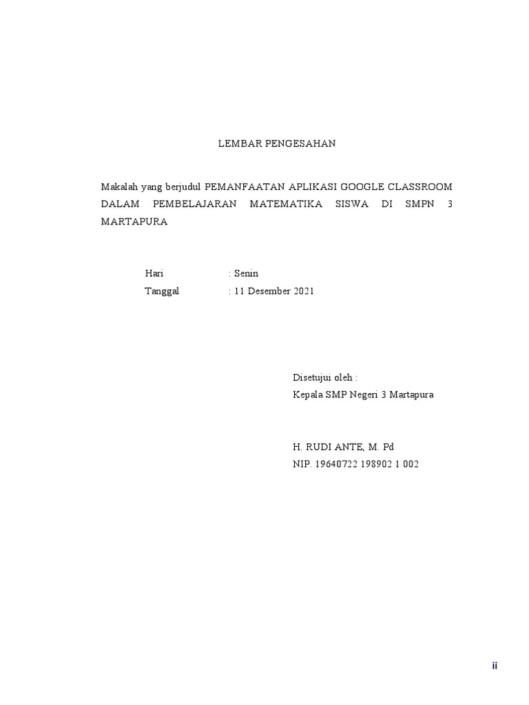 Lembar Pengesahan MAKALAH | PDF