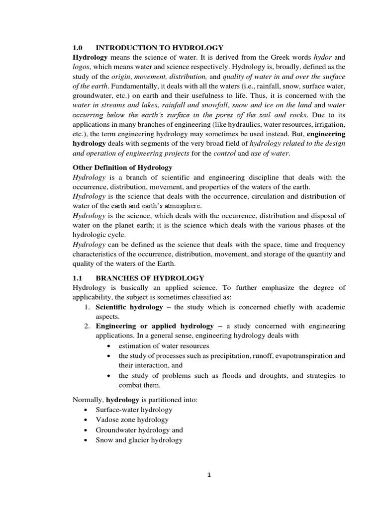 Unit 1 - Hydrology | PDF