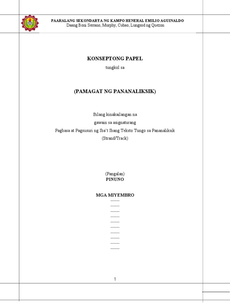 Halimbawa Konseptong Papel Template | PDF