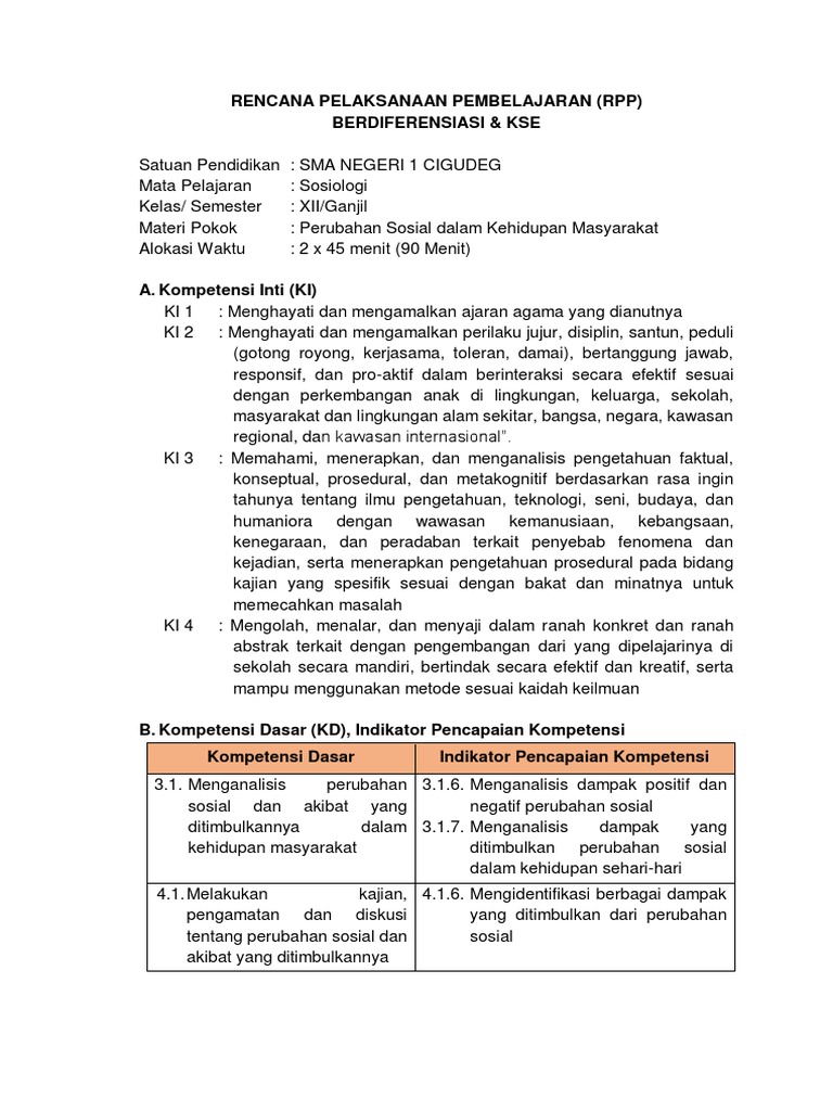 Tugas 2.2.a.6 Demonstrasi Kontekstual - RPP Berdiferensiasi Dan KSE | PDF
