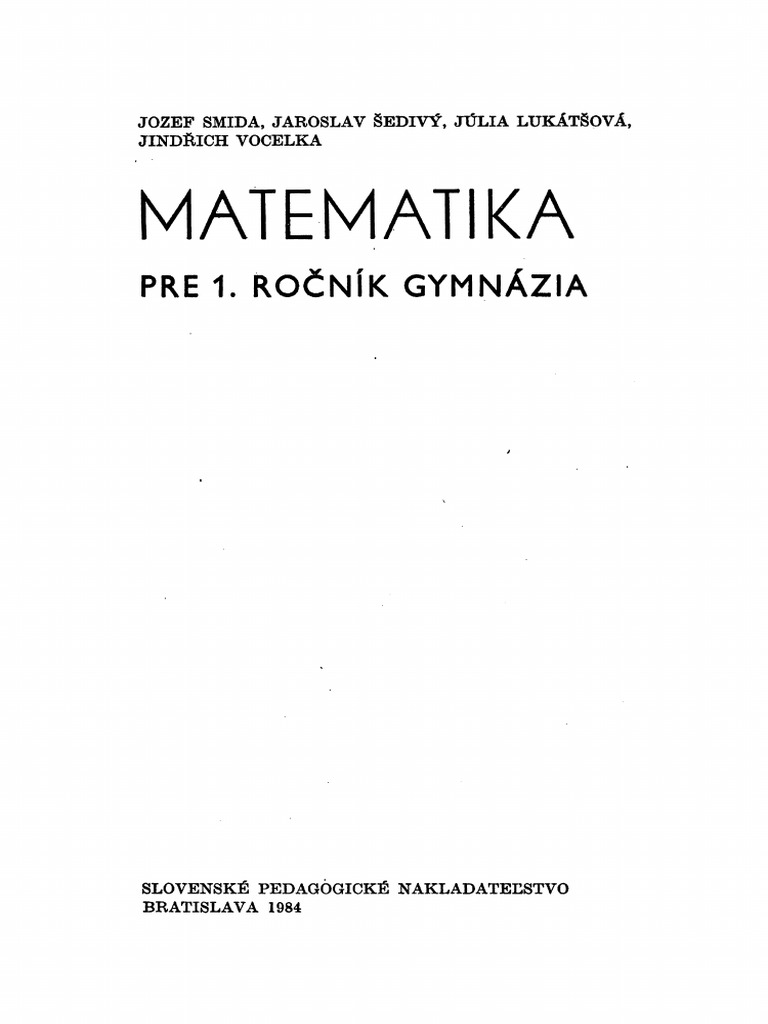 Matematika Pre 1. Ročník Gymnázia | PDF