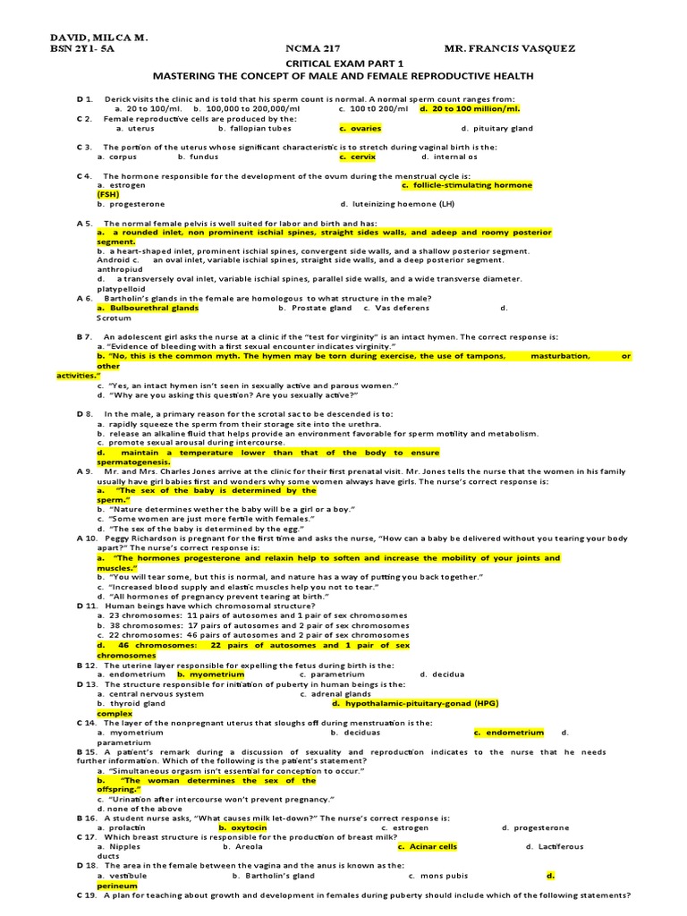 MCN Critical 1 | PDF | Pelvis | Reproductive System