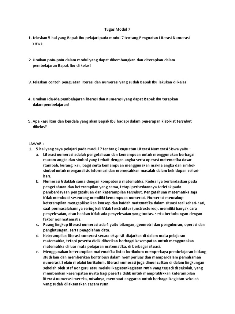 Tugas Modul 7 Jenjang SMP | PDF