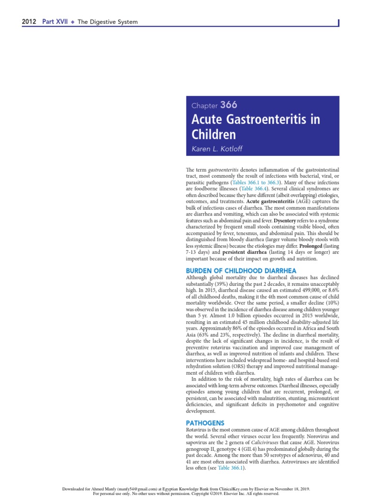 (Nelsons 21st) Acute Gastroenteritis | PDF | Diarrhea | Foodborne Illness