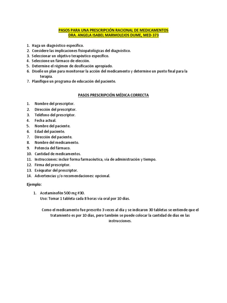 Pasos Prescripción Médica Correcta | PDF