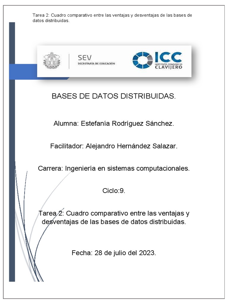 Tarea2base de Datos Distribuidas | Descargar gratis PDF | Bases de datos | Gestión de tecnología ...