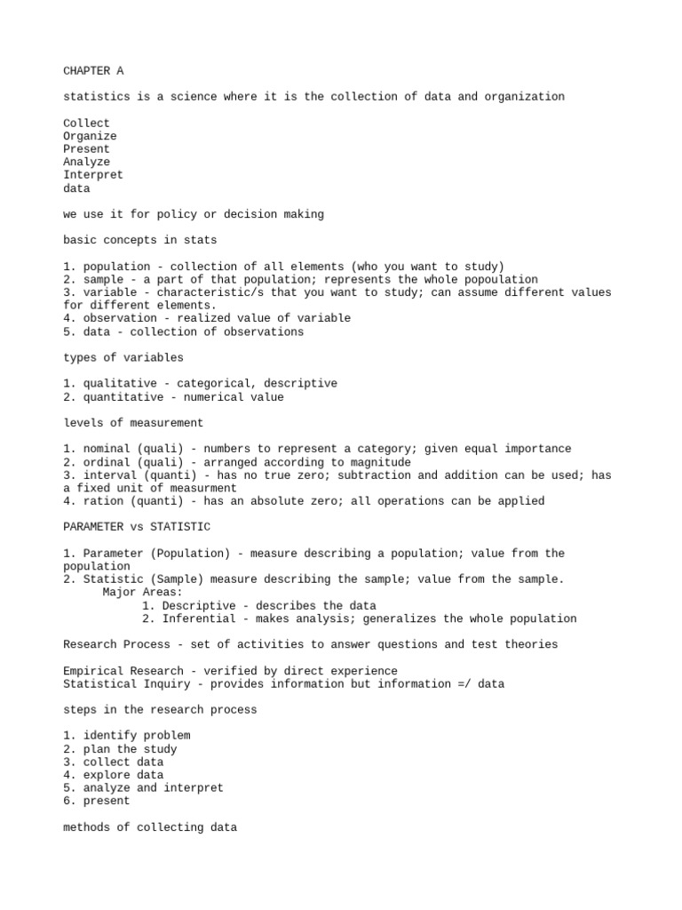 Stat 166 Reviewer | PDF | Statistics | Sampling (Statistics)