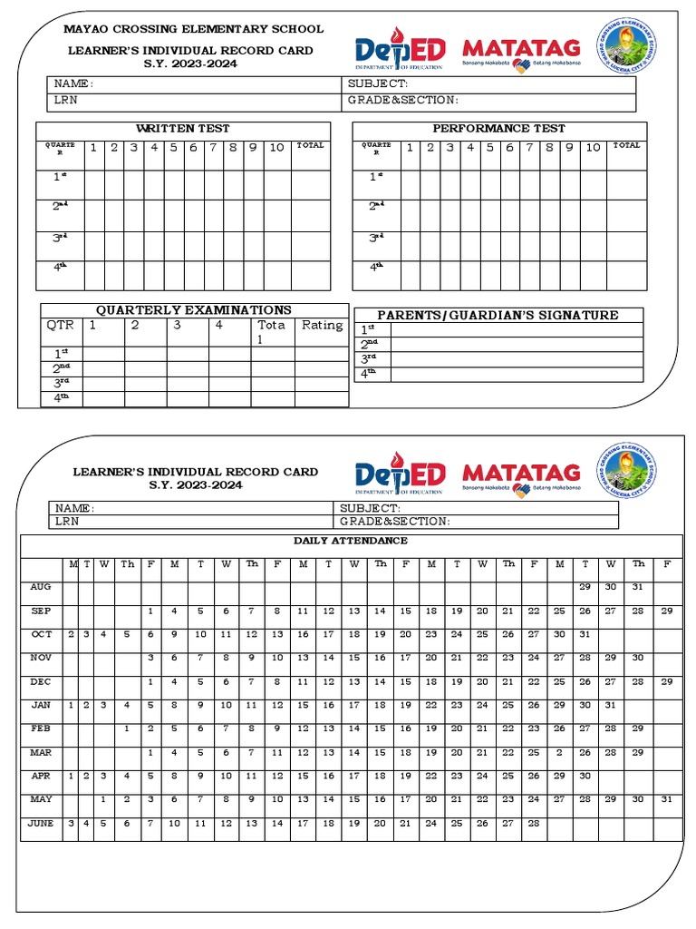 Individual Learners Record 2023-2024 | PDF