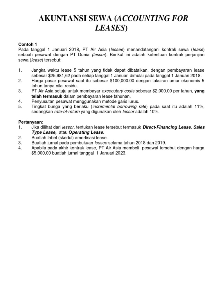 Leasing Contoh Sisi - Lessor | PDF